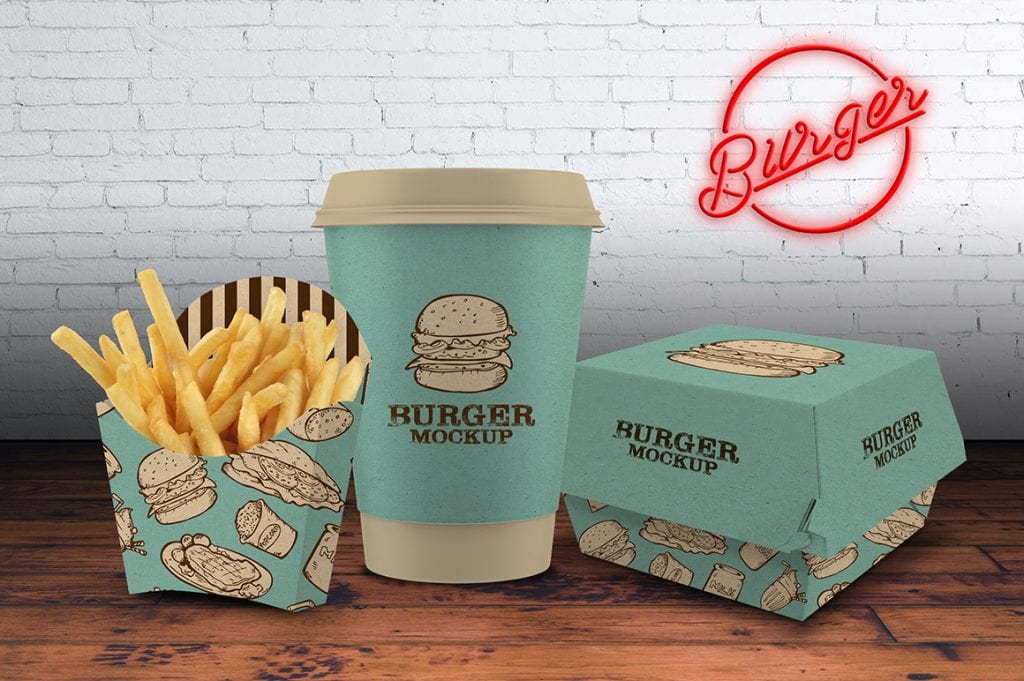 Burger Packaging Menu Mockup | Mockupslib