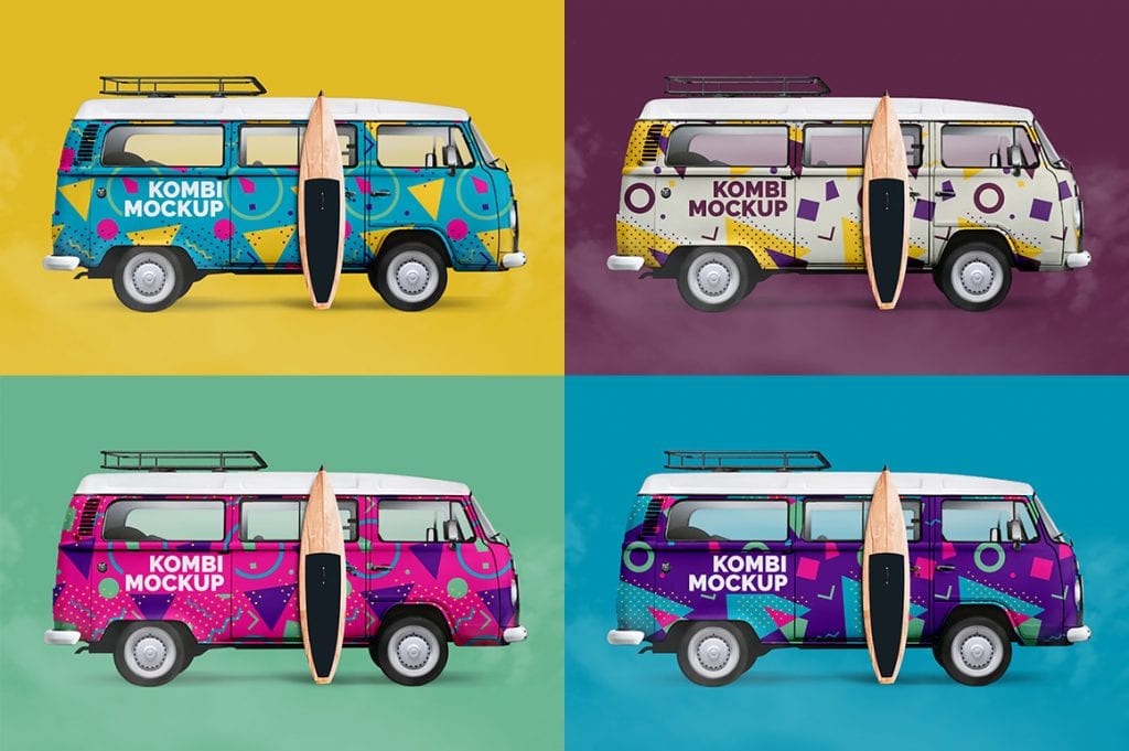 VW Van Transporter Kombi Mockup | Mockupslib