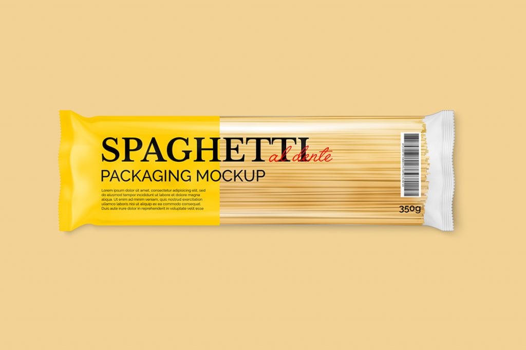 Spaghetti Pasta Packaging Mockup | Mockupslib