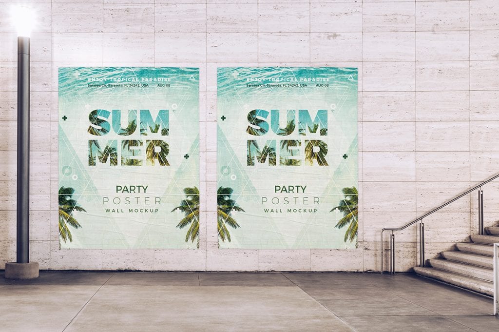 5 Event/Party Street Wall Poster Mockups | Mockupslib