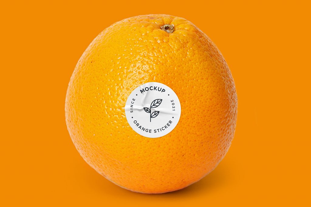 Orange Sticker Logo Mockup | Mockupslib
