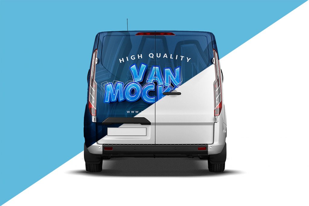 Van Back View Mockup (Ford Transit) | Mockupslib